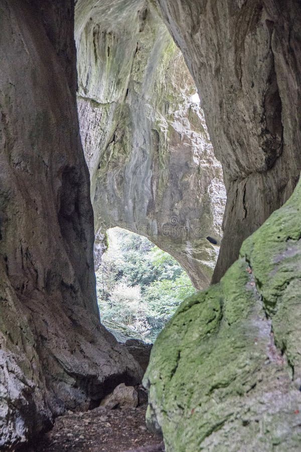 Shot of Inside of Green Rocky Cave Stock Image - Image of nature ...