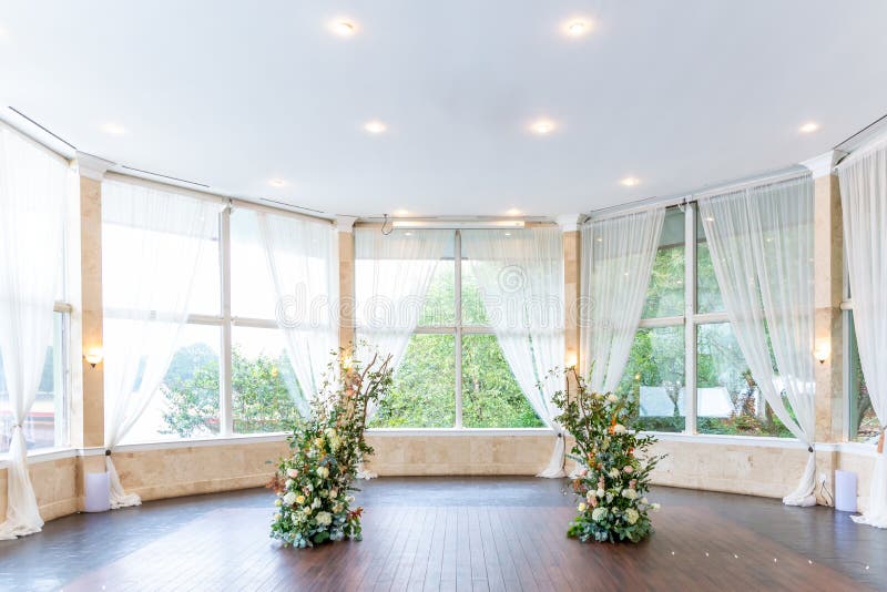Shot of Interior Design of the Bright Area of the Wedding Hall ...