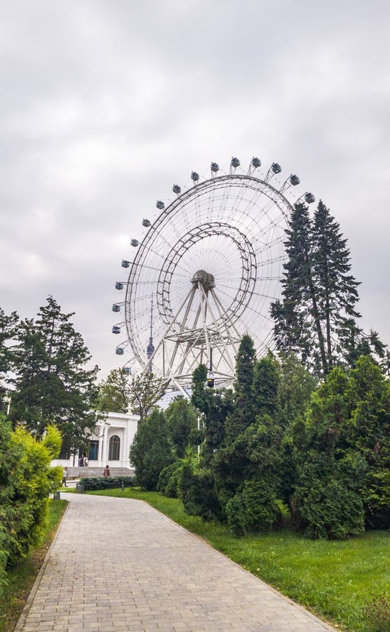 Shot of the Large Ferris Wheel in the City. Attraction Stock Photo ...