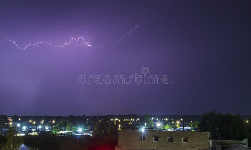 Shot of the Lightning in the Night Sky. Nature Stock Image - Image of ...