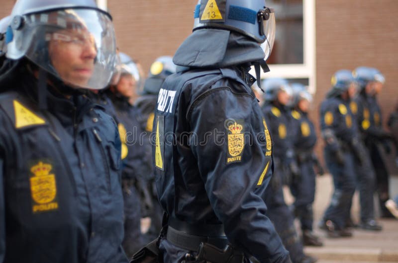 Holding the Line. Shot of a Line of Riot Police. Editorial Photography ...