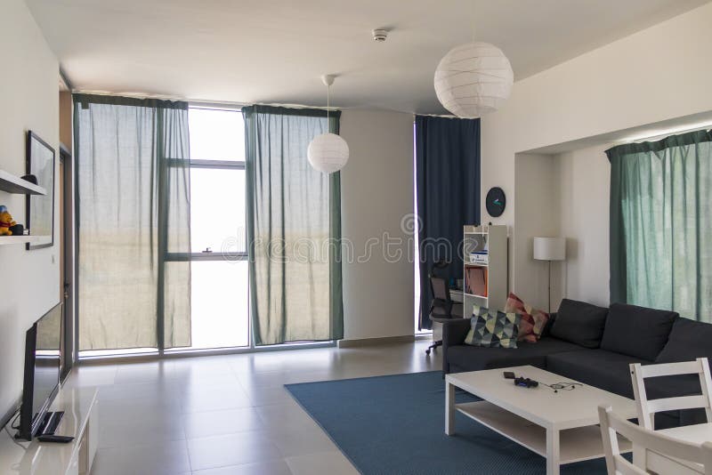 Shot of a Living Room of a Modern Apartment. Interior Stock Photo ...