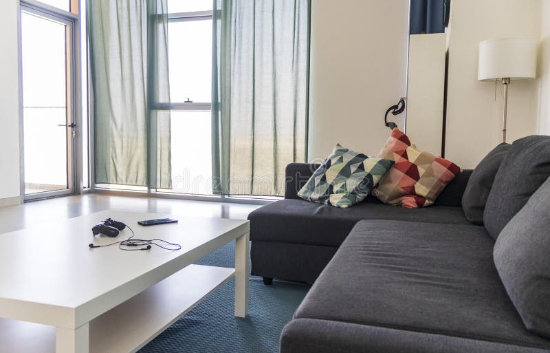 Shot of a Living Room of a Modern Apartment. Interior Stock Photo ...