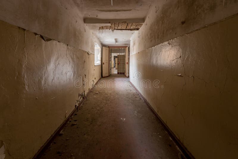 Shot of a Long Narrow Corridor in an Old Prison Stock Photo - Image of ...