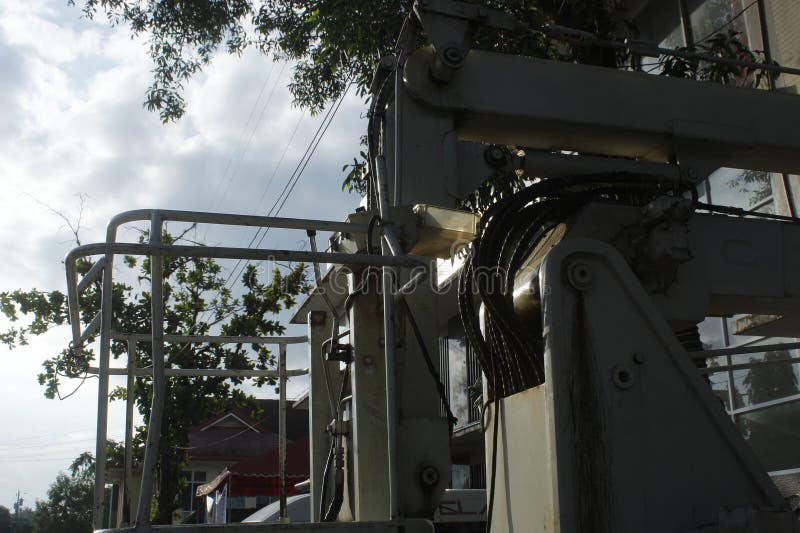 Shot of a Parts of Tooler Electrical Crane with Rolled Wire Stock Photo ...