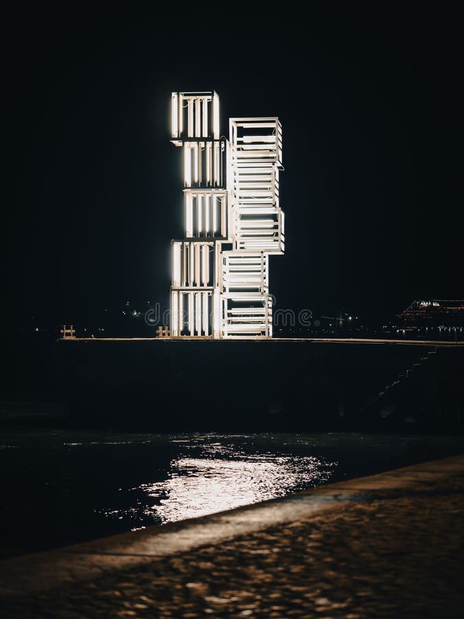 Shot of a 10-meter-high Structure by Pedro Cabrita Reis with a Pool of ...