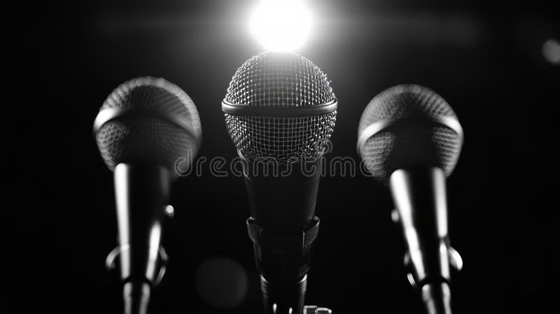Shot of Microphone at Press Interview. Stock Image - Image of ...