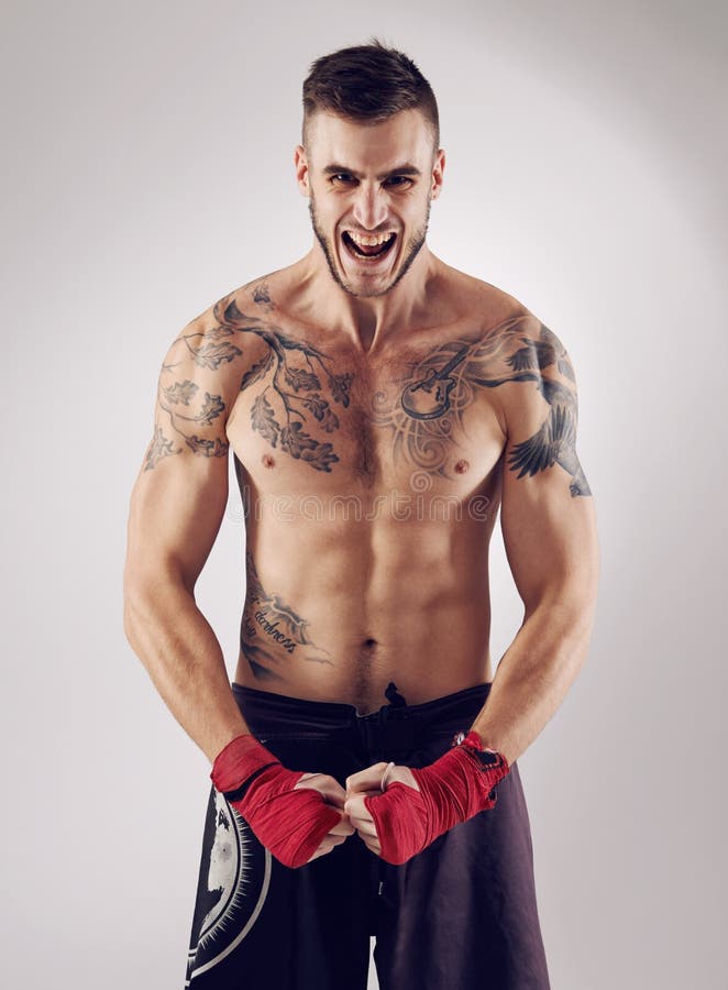 Ready for Battle. Shot of an MMA Fighter in the Studio. Stock Image ...