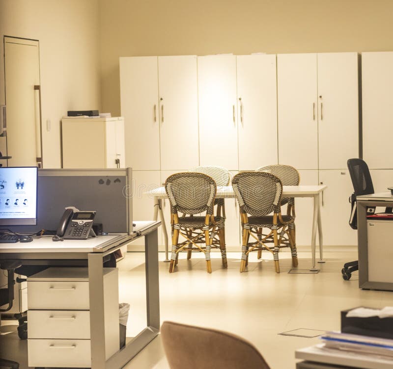 Shot of a Modern Office Interior. Design Stock Photo - Image of ...