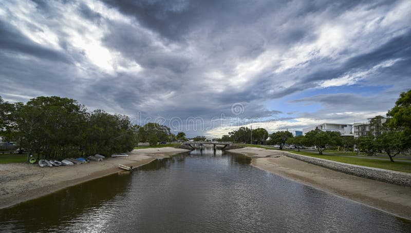 Shot of the Mooloolaba River in the Australian Suburbs Stock Photo ...