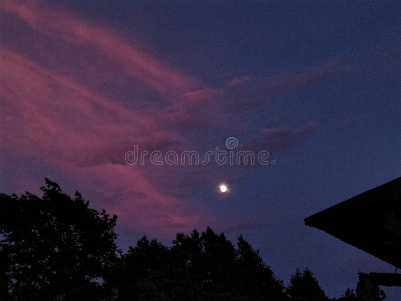 A Shot of the Moon on the Evening Sky Stock Image - Image of rainfall ...