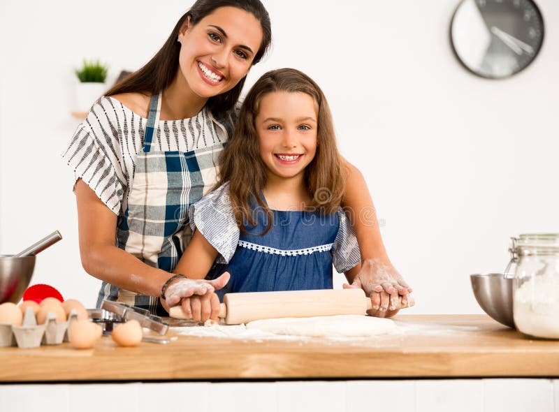 Learning to bake stock photo. Image of female, beautiful - 97414106
