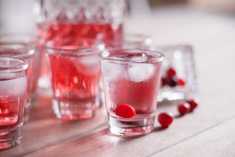 Shot with Natural Cranberry and Vodka Stock Photo - Image of liquid ...
