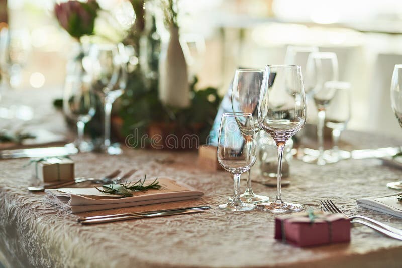The Table Setting is Looking on Point. Shot of a Nicely Set Table with ...