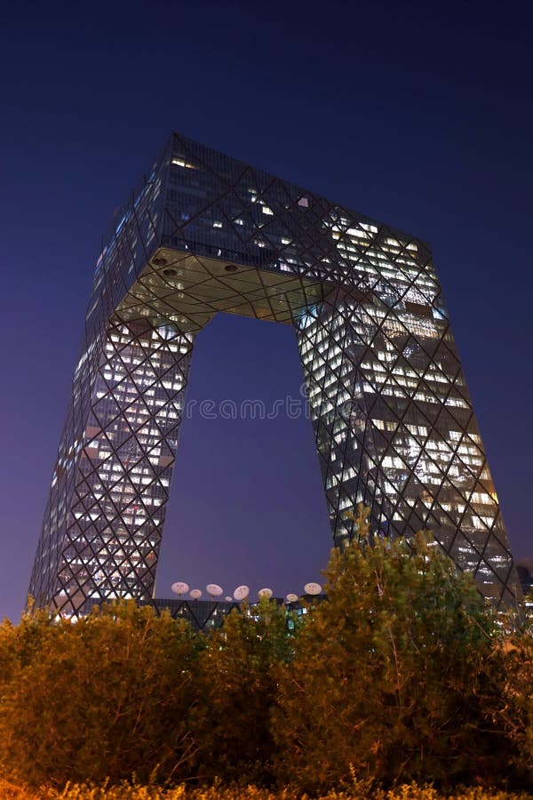 CCTV Tower editorial image. Image of lighting, tree - 291448225