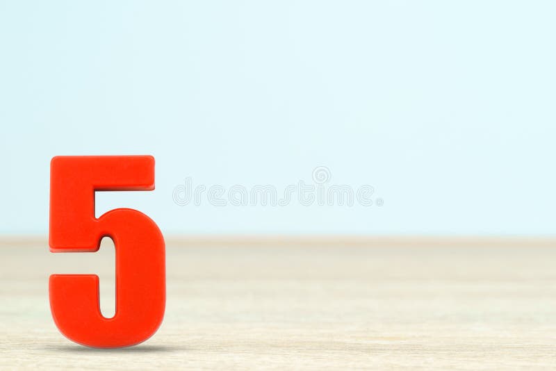 Shot of a Number Five Made of Red Plastic Stock Photo - Image of close ...