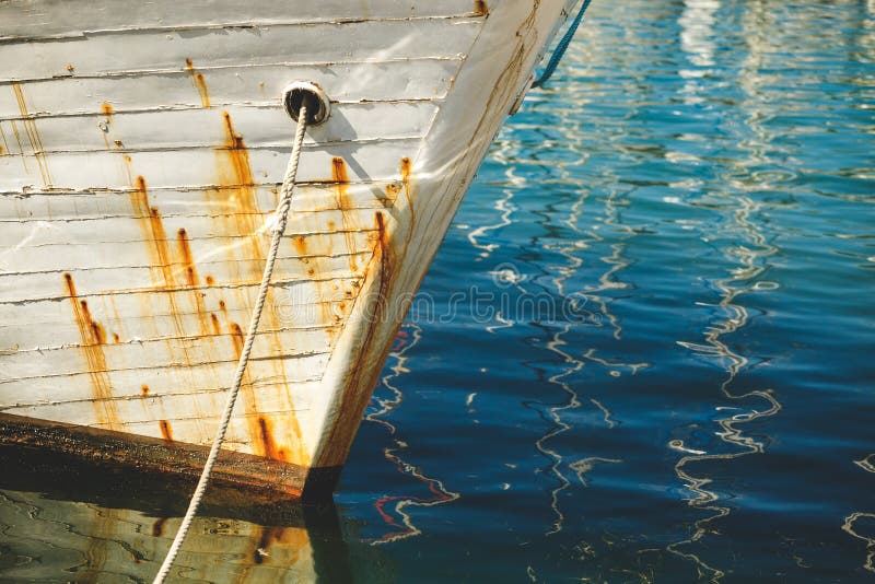 Shot of an Old, Aged and Rusty Boat on the Water Stock Image - Image of ...