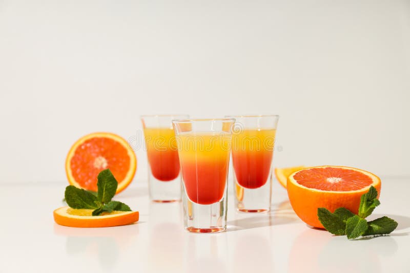 Shot with Orange Taste, Tasty Citrus Shot Concept Stock Image - Image ...