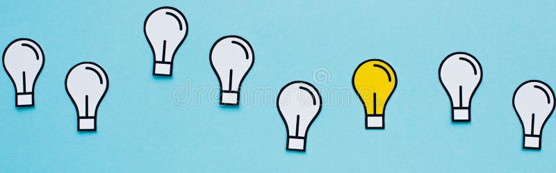 Shot of Paper Light Bulbs on Stock Image - Image of group, business ...