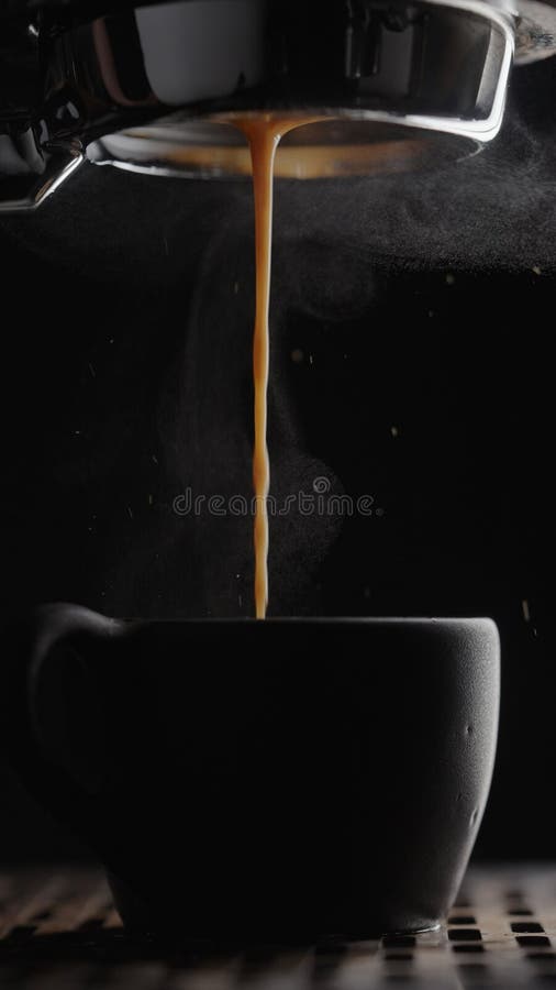 Shot Pull Espresso Shot with Bottomless Portafilter on a Professional ...