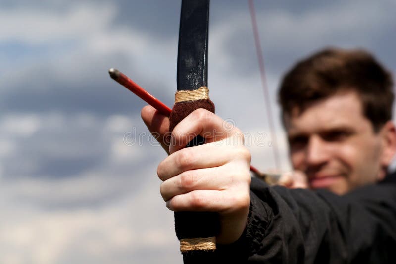 Man Aiming Crossbow at Targets Stock Photo - Image of male, finger ...