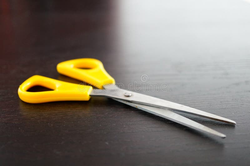 Shot of Scissors with Yellow Handles Stock Image - Image of scissors ...