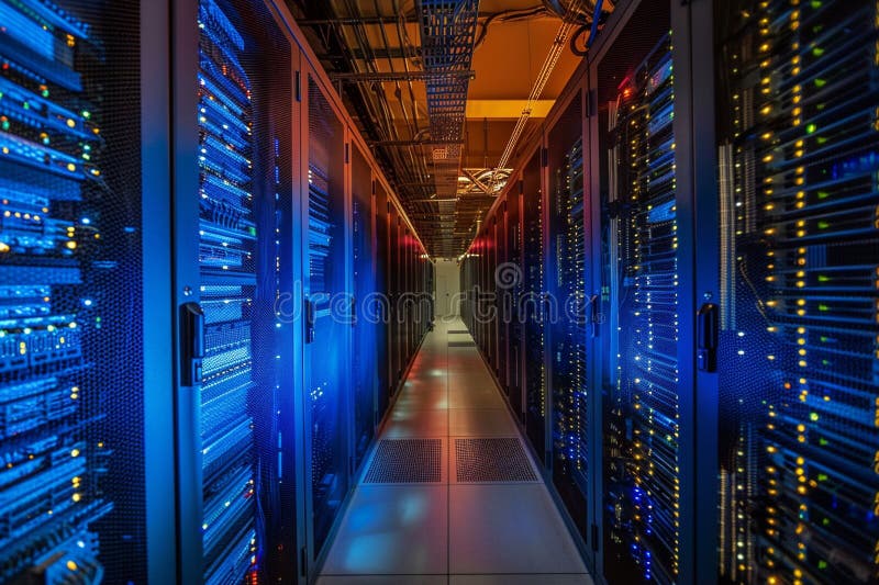 Server Room Interior stock illustration. Illustration of hardware ...