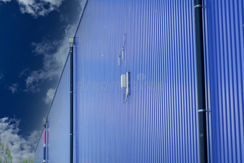 Shot of a Sheet Metal Facade Cladding with Gutters on a Building of an ...