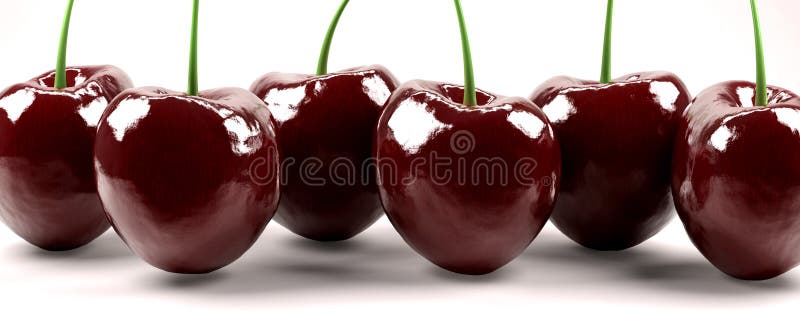 Shot of six red cherries stock photo. Image of fresh - 10217762