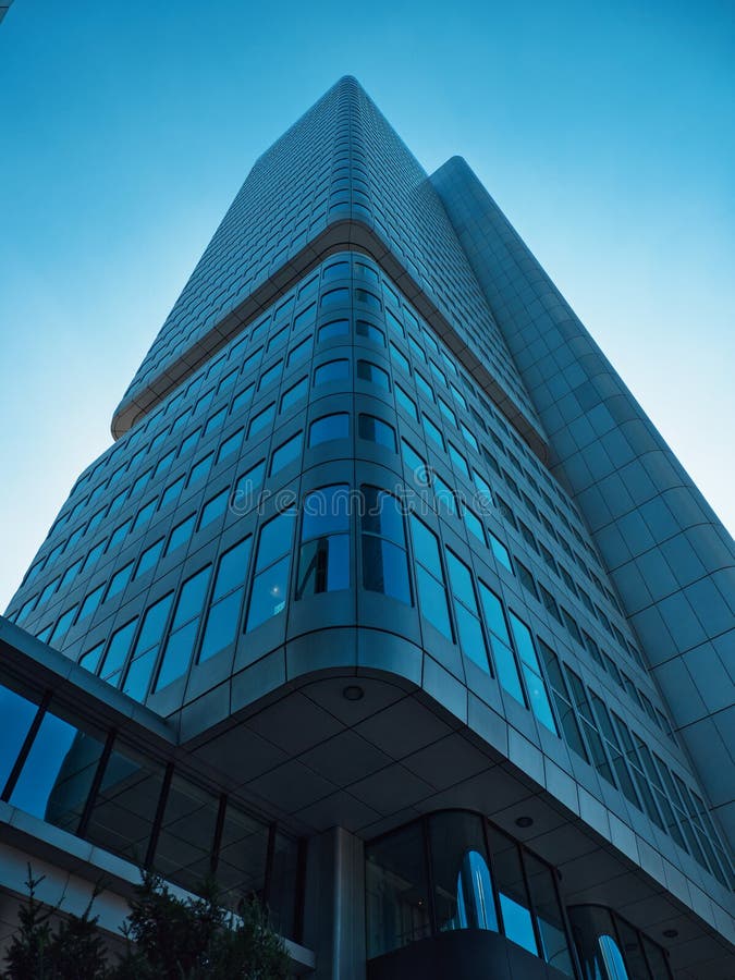 Shot between the Skyscraper Towers Racing through the Sky with Blue Sky ...