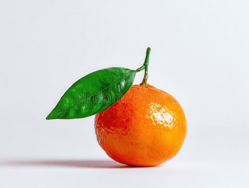 A Shot of a Smooth Orange with a Single Leaf on Top Stock Image - Image ...