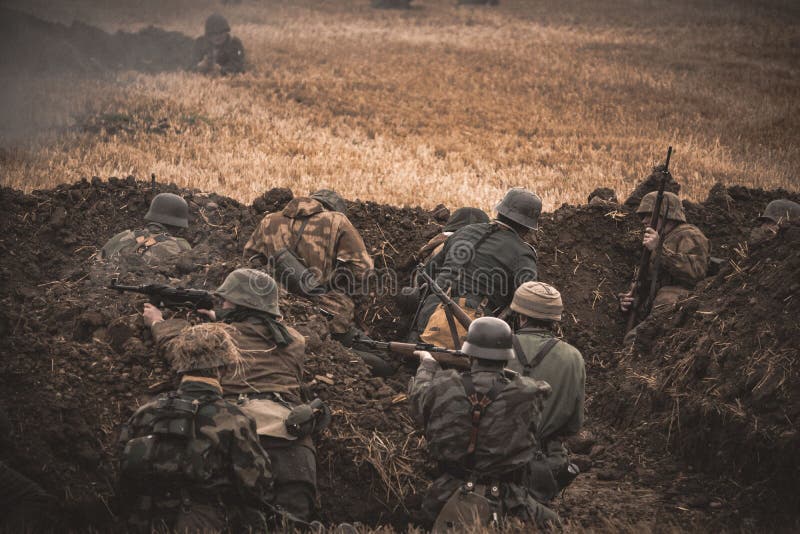 Shot of Soldiers in World War 2 Stock Image - Image of fight, battle ...
