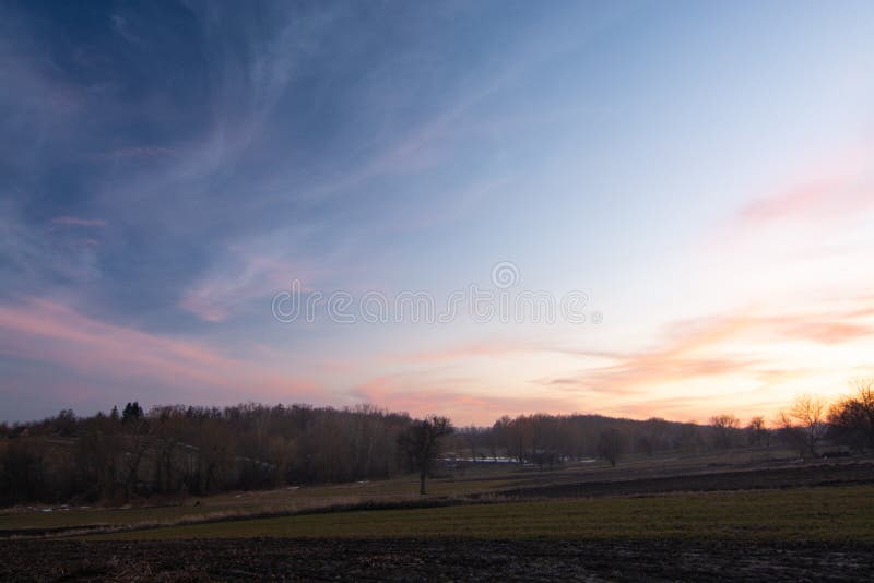 Spring rural landscape stock photo. Image of blue, pasture - 215364706