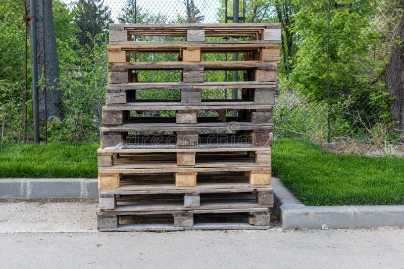 Shot of a Stack of Wooden Decks Placed on Top of Each Other in the Park ...