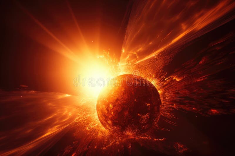 Shot of the Sun, with Powerful Explosions and Bursts of Light Stock ...