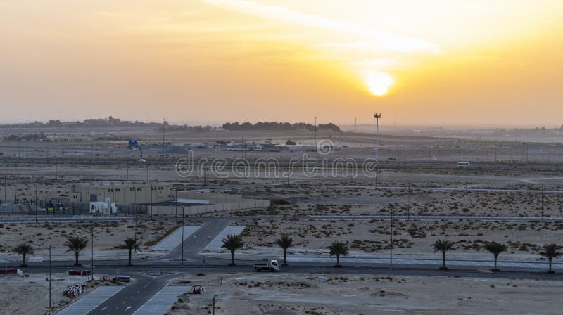 Shot of a Sunrise Over Empty Area of the City. Nature Stock Photo ...