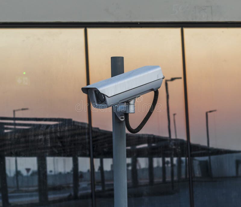 Shot of a Surveillance Camera. Security Stock Photo - Image of evening ...
