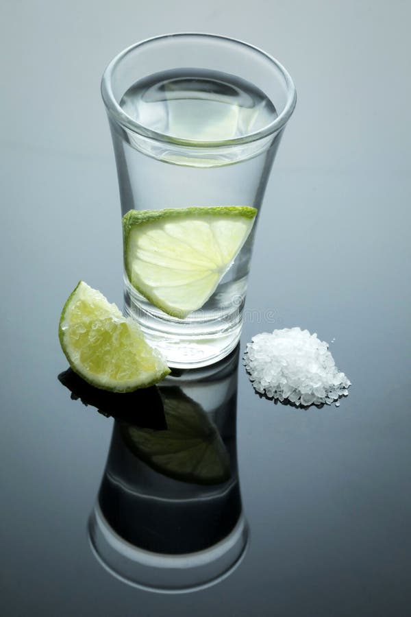 Tequila Shot with Salt and Lemon Stock Image - Image of lime ...