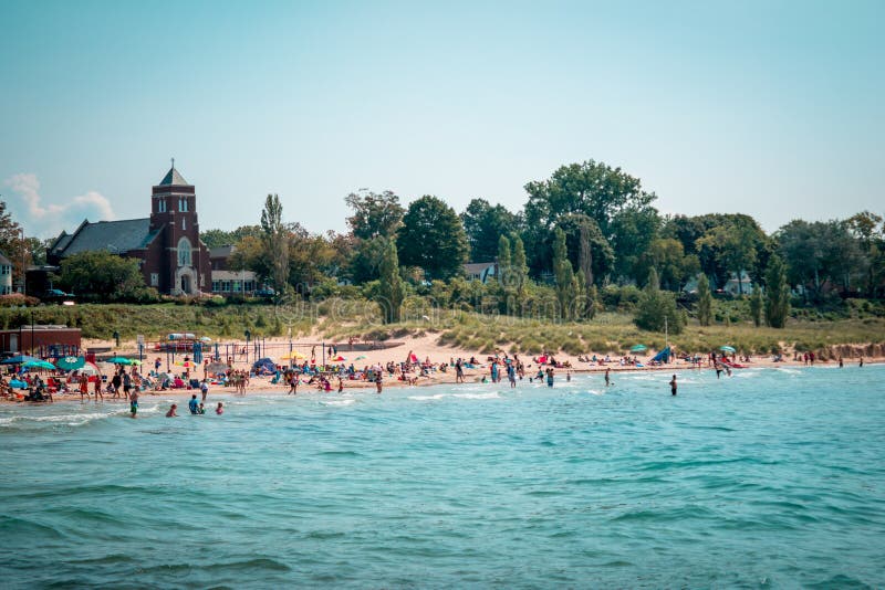 Shot of Tourists at the Beach in South Haven Michigan Editorial Photo ...