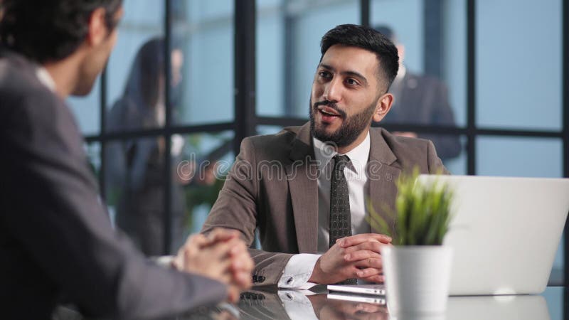 Two Medium Focused Business Workers Communicate in the Office. Stock ...