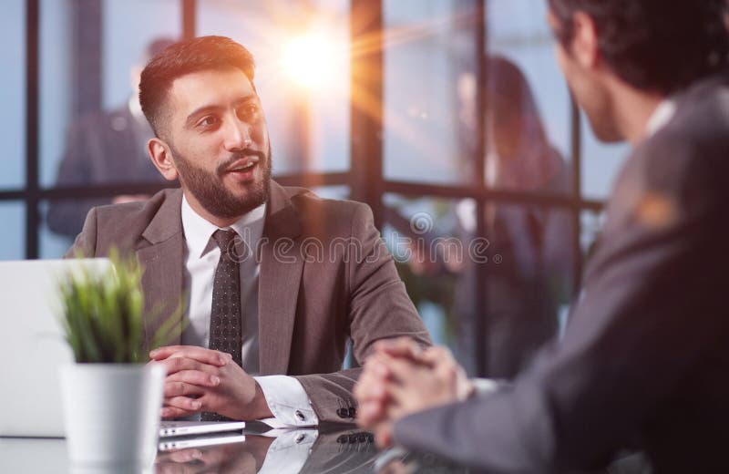 Two Medium Focused Business Workers Communicate in the Office. Stock ...