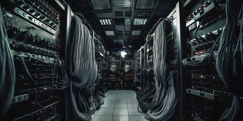 A Shot of a University Computer Server Room with Rows of Created with ...