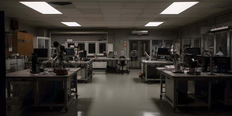 A Shot of a University Robotics Lab with a Humanoid Robot Two Created ...