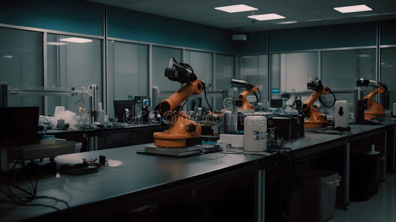 A Shot of a University Robotics Lab with Robotic Arms and Created with ...