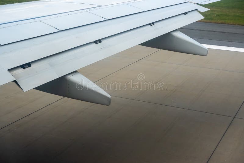View of the Runway during Take Off of the Plane. Stock Image - Image of ...