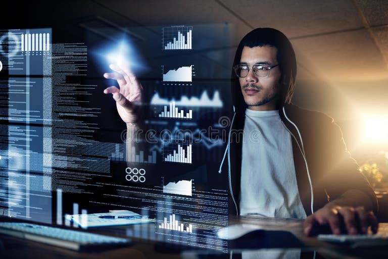 Hackers are the Masters of Stealth. Shot of a Young Hacker Cracking a ...