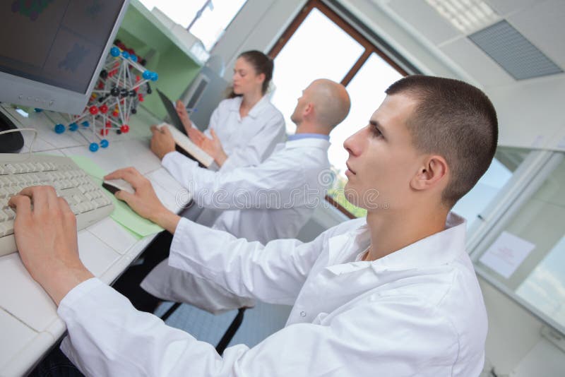Shot Young Student at Work during Tech Class Stock Image - Image of ...