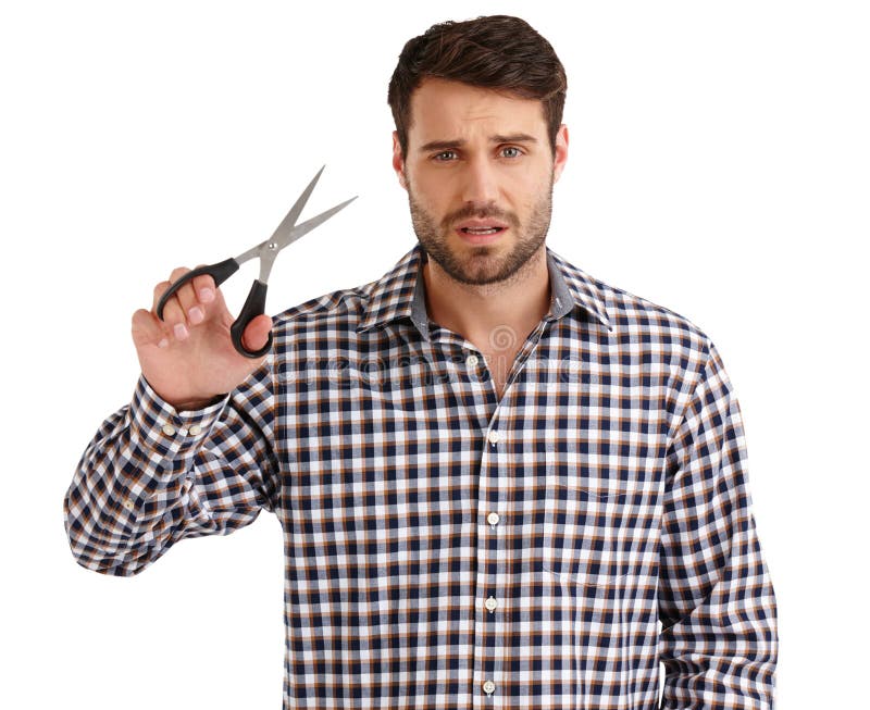 Man holding scissors stock image. Image of person, face - 23328569
