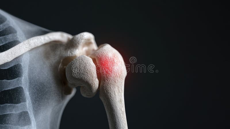Shoulder Agony: Visualization of Pain in Joint, Featuring Red Glowing ...