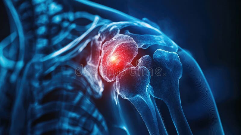 Shoulder Agony: Visualization of Pain in Joint, Featuring Red Glowing ...